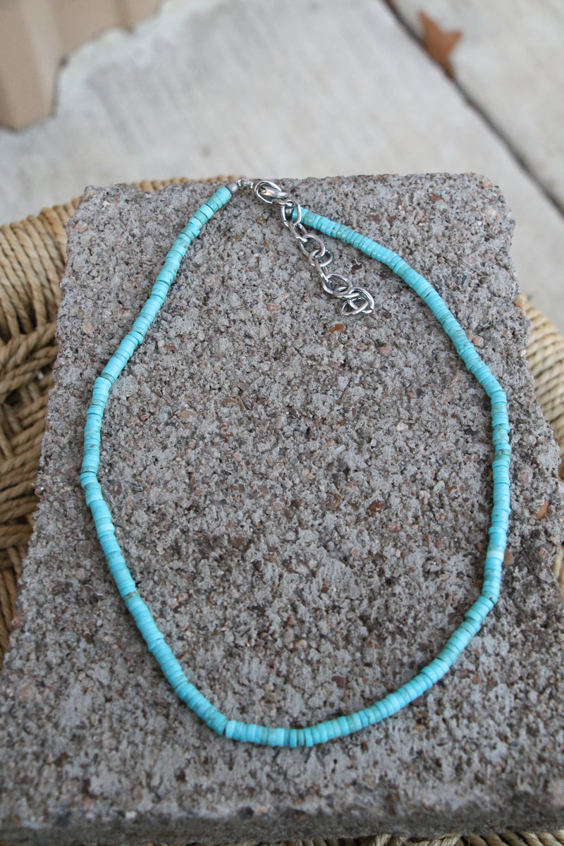 12348 N85 2MM HESHI BLUE TURQUOISE NECKLACE – Turquoise Haven